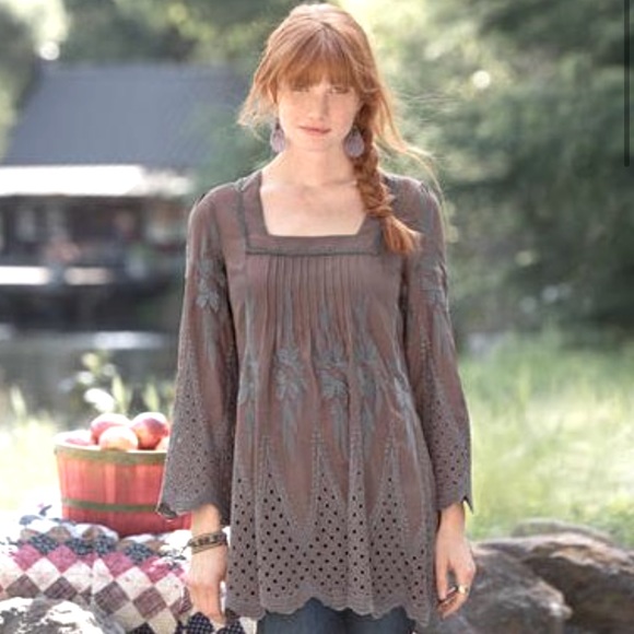 Sundance | Tops | Sundance Brown Embroidered Tunic | Poshmark
